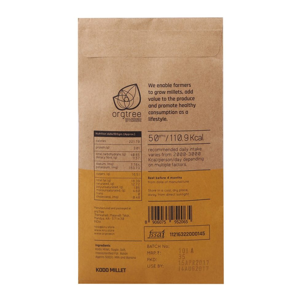 Millet Banana Sticks by Kiru, OrgTree - Smart Food